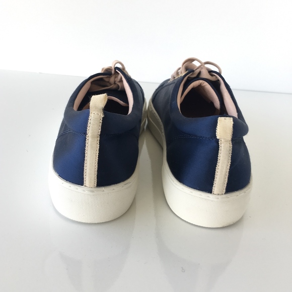 J/SLIDES | Shoes | Jslides Navy Blue Satin Platform Lace Up Sneakers ...